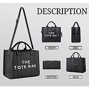 The Tote Bag Birthday Gifts for Women, Black Leather Handbag Crossbody Shoulder Purse Gift with Zipper Utility Trendy Aesthetic Top, Handle Bolsa De Mano Para Mujer for Trendy Travel School