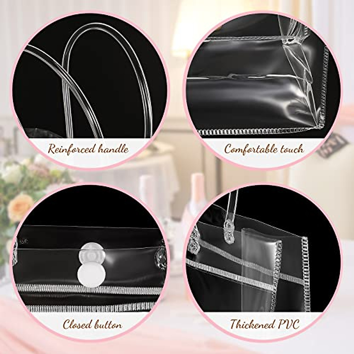 100 Pcs Clear Bags with Bow Ribbon Wedding Gift Bags for Gifts Clear Gift Bags with Handles 7.8 x 7.8 x 3.1" Clear Plastic Bags with Handles for Favors Transparent Shopping Bags, Retail Bags