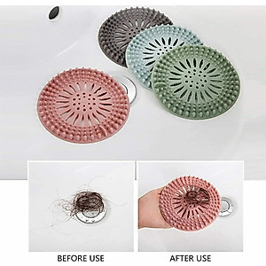 TFCFL 4 PCS Silicone Hair Stopper Shower Drain Strainer Hair Strainer for Bathroom, Bathtub, Laundry and Kitchen