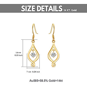 SISGEM 14K Solid Gold Small Infinity Drop Earrings Dangles for Women,Yellow/White Gold Moissanite Infinite Love Dangle Earrings Christmas Birthday Gifts for Wife Daughter Girlfriend