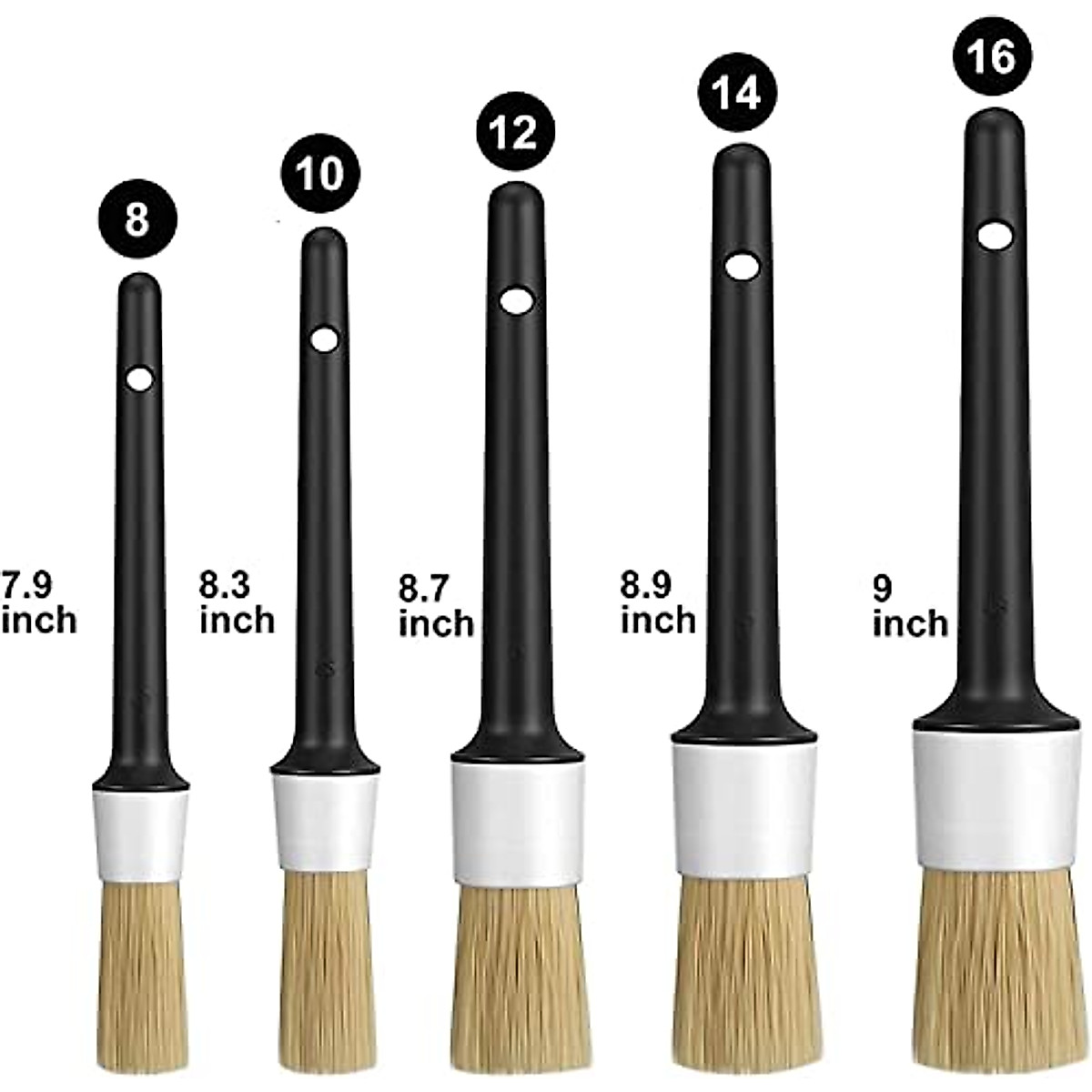 Detailing Brush Set, 5 Pcs Soft Automotive Detail Brushes, Different Sizes Car Detailing Brushes for Cleaning Wheels, Interior, Exterior, Engine