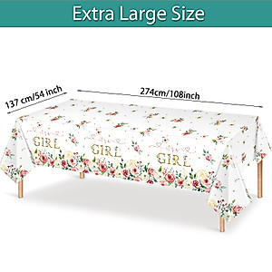 Pajean Floral Baby Shower Supplies It's a Girl Baby Shower Party Tablecloths Girls Flowers Table Cover for Kids Baby Girls Shower Birthday(3 Pack)