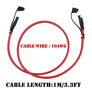 iGreely SAE Extension Cable 10AWG SAE to SAE Quick Disconnect Wire Harness SAE Connector Solar Panel Extension Cable for Trolling Motor Automotive RV Battery Motorcycle Cars Tractor 10 Gauge 1M 3Ft