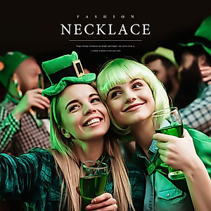 Jovono St.Patrick's Day Shamrock Necklace Irish Necklace Clover Necklace Accessories for Women and Men