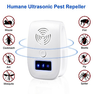 Piyjrrf Ultrasonic Repeller & Insect Repeller,6 Pack Electronic Pest Repellent Plug in Indoor for Spider,Mosquito, Mouse, Cockroaches, Rats, Bugs.