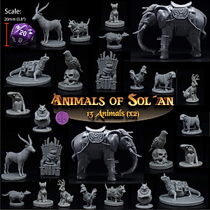 Wildspire 26 Animal Minis for DND Miniatures 28mm Unpainted Dungeons and Dragons Miniatures I for D&D Miniatures & DND Minis Fantasy RPG | for DND Figures & Tabletop Miniatures | Campaign Setting