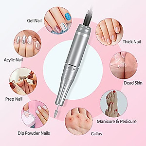 Niceble Nail Drill with 35,000 RPM&LED Nail Lamp, Nail Drills for Acrylic Nail Professional with 11 Nail Drill Bits, Rechargeable Portable Electric Nail File for Home Salon Manicure Pedicure