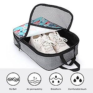 Frcavbin Travel Shoe Bag Shoes Carrier with Handle and Zipper Foldable Shoe Puches Organizer for Home storage School starts (Floral With Pink Flamingo)