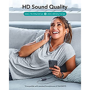 ESR USB C Headphone Adapter, 2-in-1 USB C to 3.5 mm Headphone Jack Adapter with PD Fast Charging, Portable Design, Compatible with Galaxy S22/S21/S20/Note20, iPad Air 5/Mini 6/Pro (2021/2020), Grey