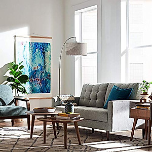 Amazon Brand – Rivet Modern Arc Standing Floor Lamp with Grey Fabric Shade, Bulb Included, 69"H, Steel