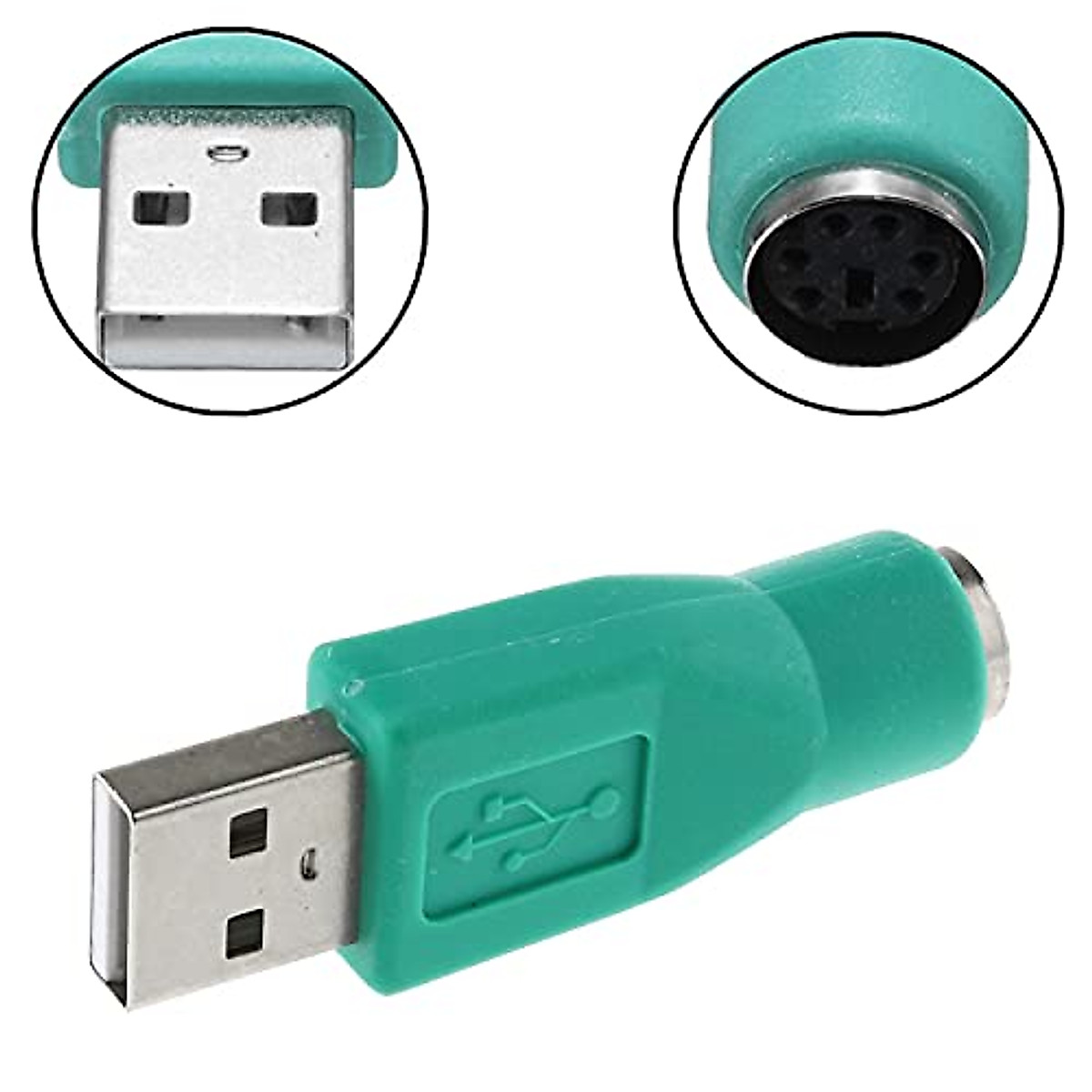 DGZZI USB to PS2 Adapter 2pcs Green PS/2 Female to USB Male Converter Adapter for Mouse and Keyboard