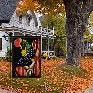 AVOIN Black Pride African American US Flag Garden Flag Vertical Double Sized, Juneteenth Independence Day Freedom Yard Outdoor Decoration 12.5 x 18 Inch