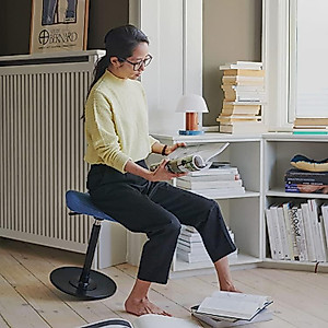 Varier Move Tilting Saddle Stool (Black Revive Fabric with Natural Ash Base)