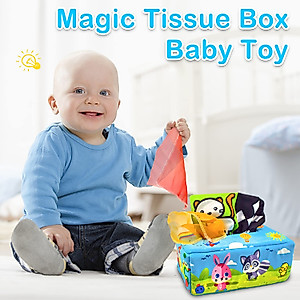 ZHQQ Magic Tissue Box Baby Toy, Montessori Sensory Toys for Babies, Infant Newborn Toddlers Sensory Toys for Year Old Boys Girls Kids Early Learning Toys Baby Gifts