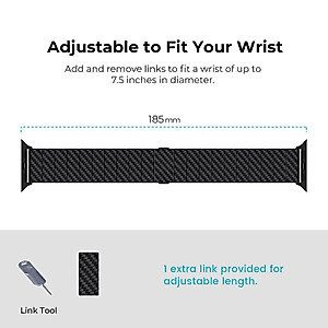 PITAKA Apple Watch Band, 100% Carbon Fiber, Lightweight & Comfortable, Customizable Size, Compatible with Apple Watch Series 8/7/6/SE/5/4/3/2/1