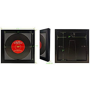 2 Pack, 45 Single 6 7/8" Vinyl Record Frame, Display 45 rpm Vinyl Record with Mat or 7" 45 rpm Vinyl Sleeve Art without mat, Wall & Tabletop Display