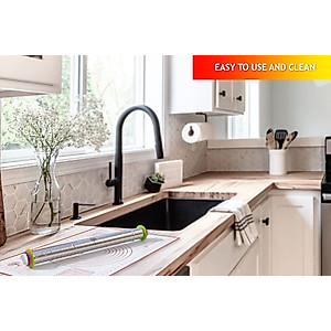 Rolling Pin And Silicone Baking Pastry Mat Set - Rolling Pins With Adjustable Thickness Rings - Stainless Steel Dough Roller For Baking Fondant, Pizza, Pie, Pastry, Pasta, Cookies With Red Mat