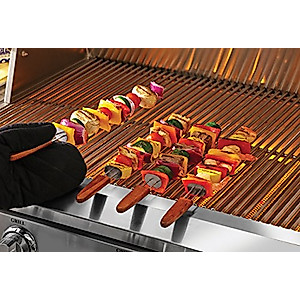 Mr. Bar-B-Q 40217Y Oval Wood Handle Double Pronged Skewers, 4 Pcs