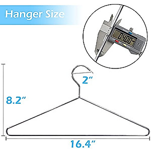 MISSLO 20 Pack Metal Hangers Heavy Duty Stainless Steel Hangers for Clothes Closet Coat Clothing Suit Shirt, 16.4 Inch
