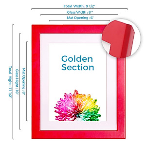 JD Concept 8x10 Soft-Red Thin Wood Picture Frame with Glass, for Photo 6x8 with Mat or 8 x 10 without Mat, Desk-top or Wall Mounted