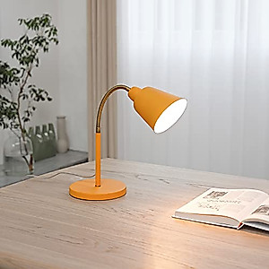 Novogratz x Globe 56083 16" Desk Lamp, Matte Orange, Adjustable Brass Gooseneck, in-Line On/Off Rocker Switch, Home Office Accessories, Desk Lamps for Home Office, Home Décor, Adjustable Lamp