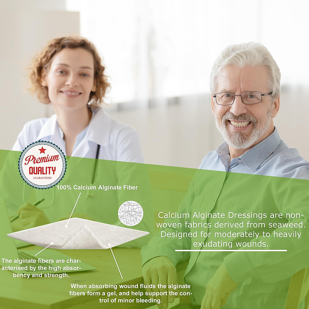 MarvellHealth Calcium Alginate Dressing & Honey Impregnated Gauze Dressing, Soft & Conformable