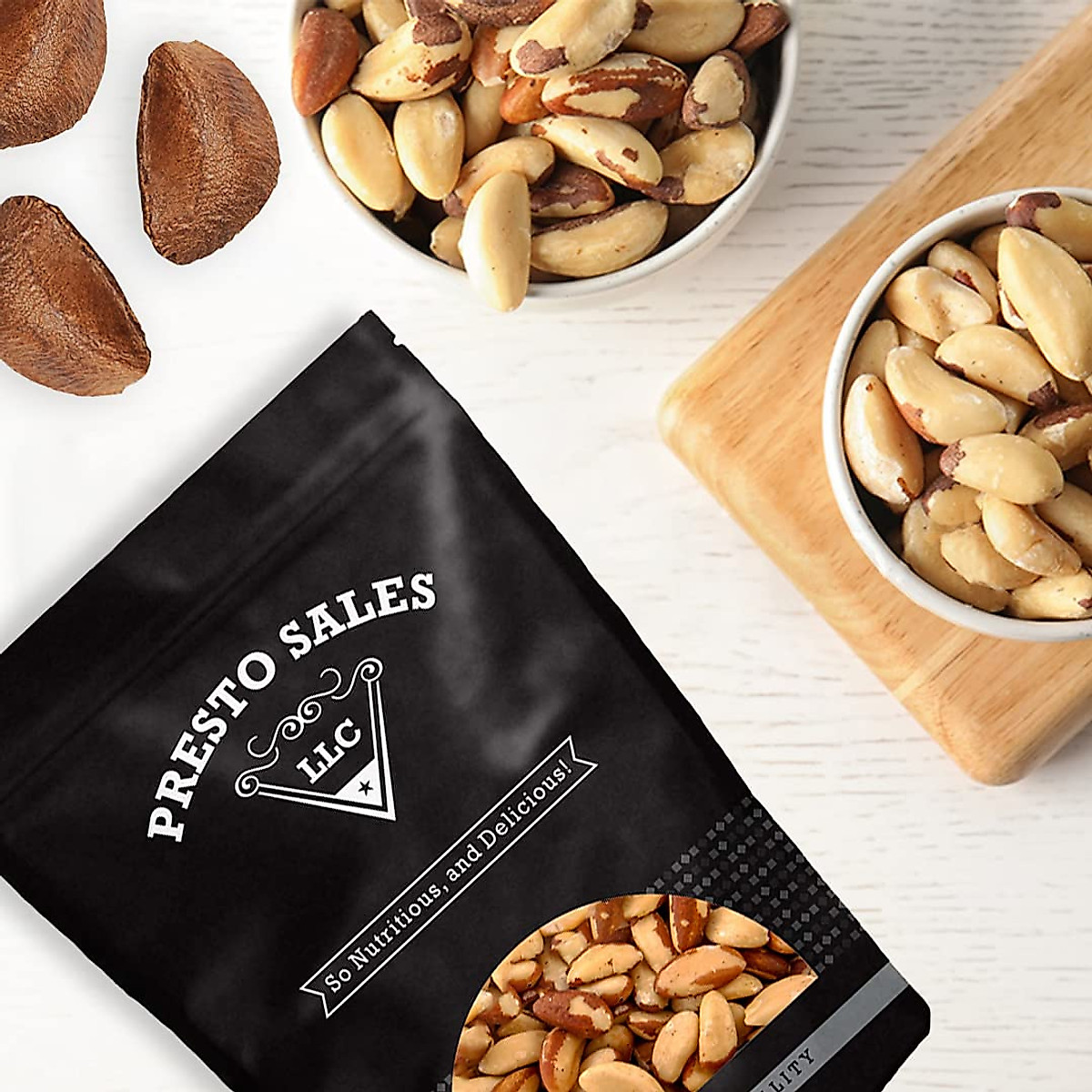 Brazil nuts, "Crispy n' Fresh" Raw Shelled Whole FANCY Grade, Brazil Origin, KETO, Vegan, Non-GMO And Natural, Superior, Packed in a 5 lbs. (80 oz.) Resealable pouch bag by Presto Sales LLC