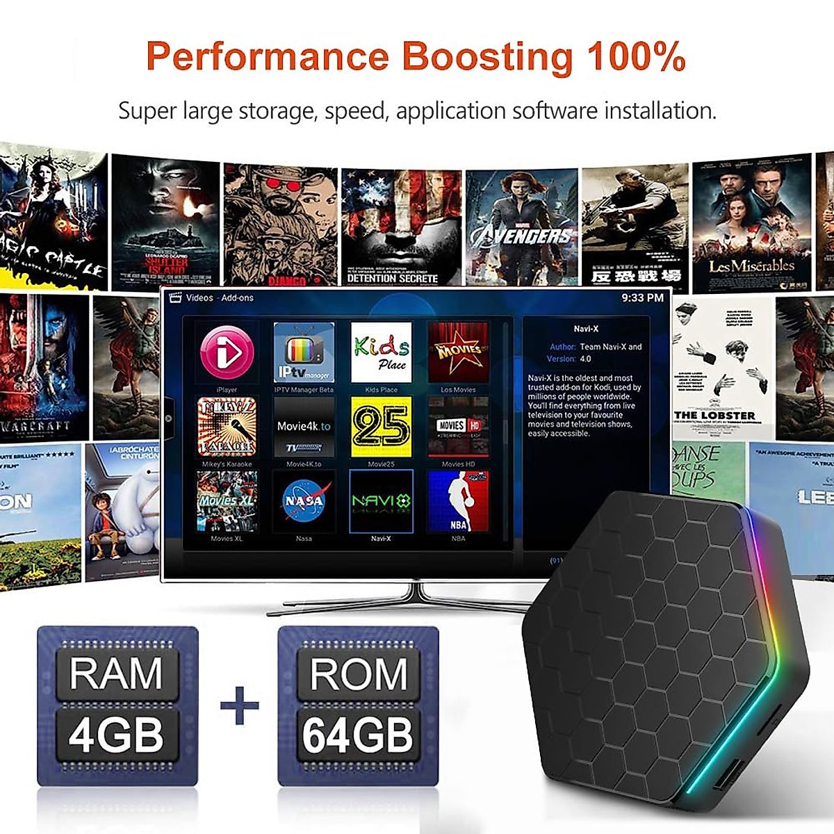 Android TV Box 12.0 4GB RAM 64GB ROM H618 Quad-Core Cortex-A53 CPU Mali-G31 MP2 Android Box 3D 6K TV Box Support WiFi6 2.4Ghz/5.0Ghz Dual Band WiFi BT5.0 Set-top Box