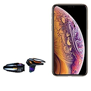 BoxWave Gaming Gear Compatible With Apple iPhone XS - Touchscreen QuickTrigger Auto, Trigger Buttons Autofire Gaming Mobile FPS - Jet Black