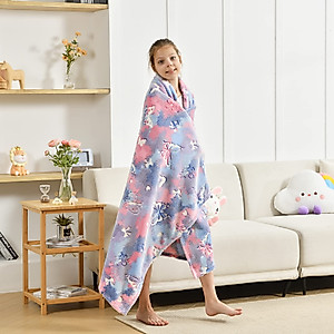 Yaning Glow in The Dark Butterfly Blanket, Soft Cozy Cute Fluffy Luminous Blanket for Kids Girls Teens Gift, Purple, 50x60 inches