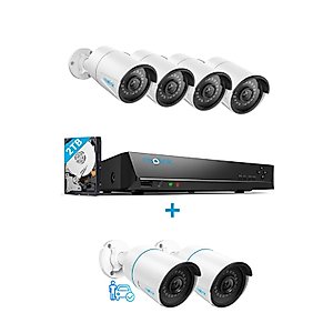 Reolink 5MP PoE Security Camera System Bundle, 6pcs 5MP Smart Human/Vehicle Detection PoE Cameras, a 8CH NVR Pre-Installed with 2TB HDD(Include 4 x 18M Cat5 Cable)