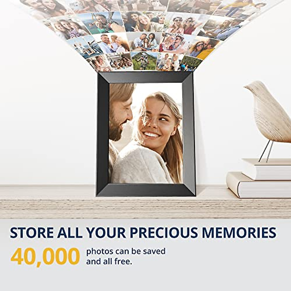 DragonTouch 10 Inch WiFi Digital Picture Frame, 2K Auto-Rotate Touch Screen Digital Photo Frame, Built-in Rechargeable Battery, Share Photos via App, Email, Cloud in a Minute