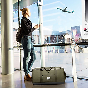 Brozoza Travel Duffle Bag for Men 65L Large Size Traveling Duffel Bag Weekender Overnight with Shoes Compartment Multifunctional Sports Gym Bags (Green)