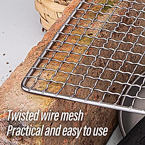 TiTo Titanium BBQ Net Grill Portable Ultralight Non-Stick Meat Grill Grate for Home Garden Outdoor Camping Picnic Hiking Charcoal Holder with Storage Bag (A)
