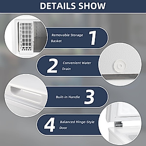 Antarctic Star 3.5 Cu.ft Chest Freezer 6.8℉to -4℉with Removable Basket Free Standing Top open Door Compact Freezer with Adjustable Temperature Defrost Water Drain/Power Saving White