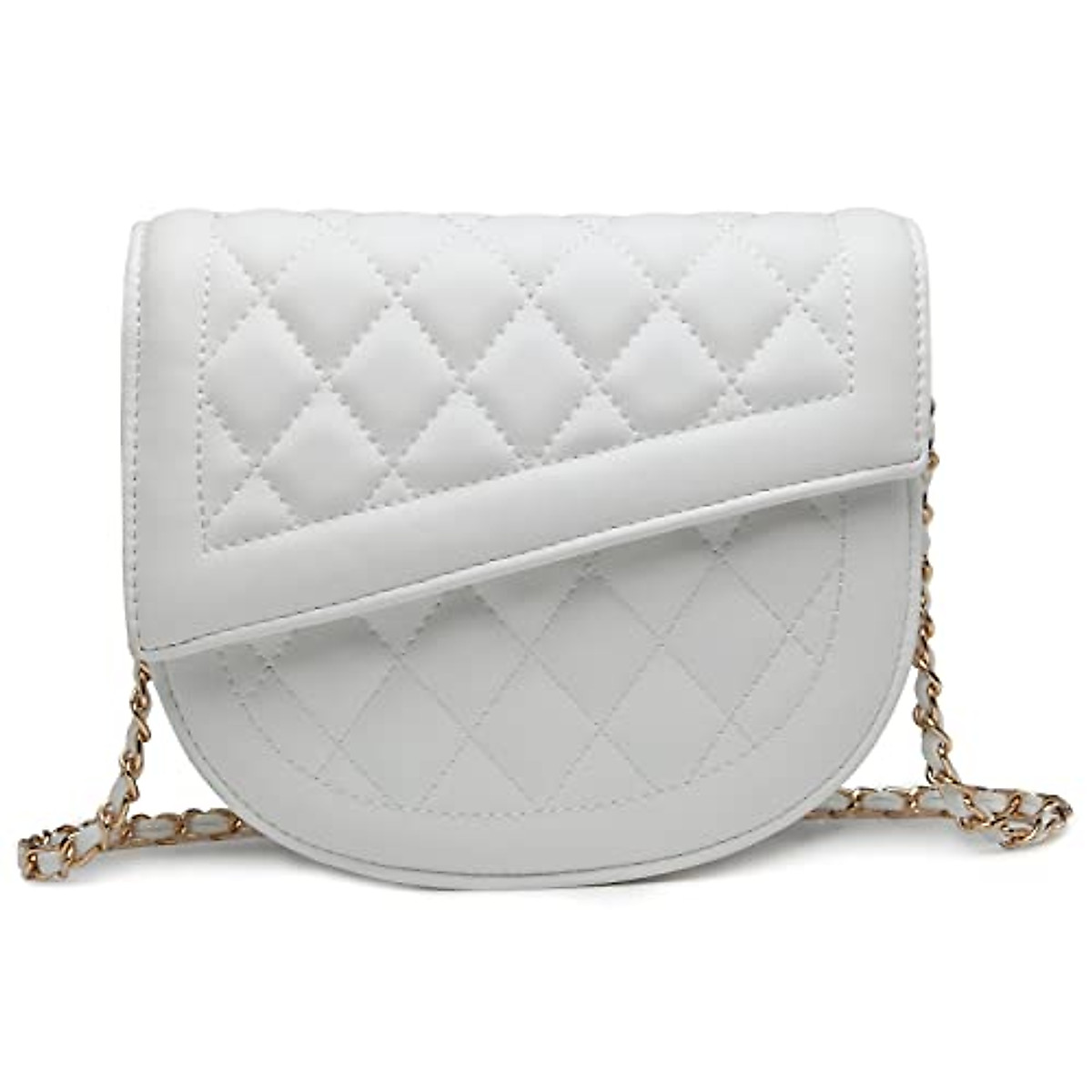 Ysaok Women Flap Crossbody Purses Over the Shoulder Chain Bags Vegan Leather Handbags (White)