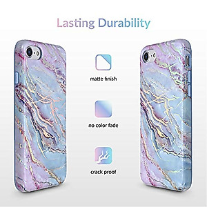 Velvet Caviar Compatible with iPhone SE 2020 Case, iPhone 8 Case, iPhone 7 Case Marble for Women & Girls - Cute Protective Phone Cover (Pink Iridescent Holographic Blue)