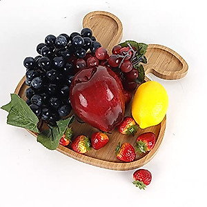 PTYQU 9.5 Inches Bamboo Little Rabbit Plate, All-Natural Vegan Friendly Wooden Tray-Perfect for Parties, Holidays, Family Dinners, and More