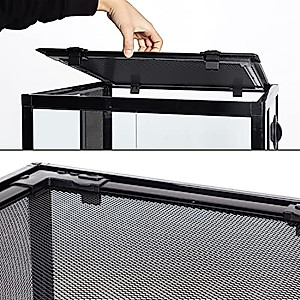 REPTI ZOO Reptile Glass Terrarium, 18" x 18" x 24" Knock-Down Reptile Habitat Tank with Double Hinge Door & Top Screen Ventilation and Side Mesh Ventilation, 30 Gallon Large Reptile Terrarium