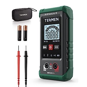 TESMEN TM-510 Digital Multimeter, 4000 Counts, Smart Measurement, Auto-Ranging Voltmeter; Voltage Tester with Non-Contact Voltage Function, Measures AC/DC Voltage, Resistance, Continuity – Green