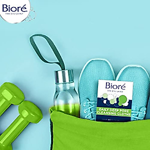 Bioré Daily Make Up Removing Cloths, Facial Cleansing Wipes with Dirt-grabbing Fibers for Deep Pore Cleansing without Oily Residue, 60 Count