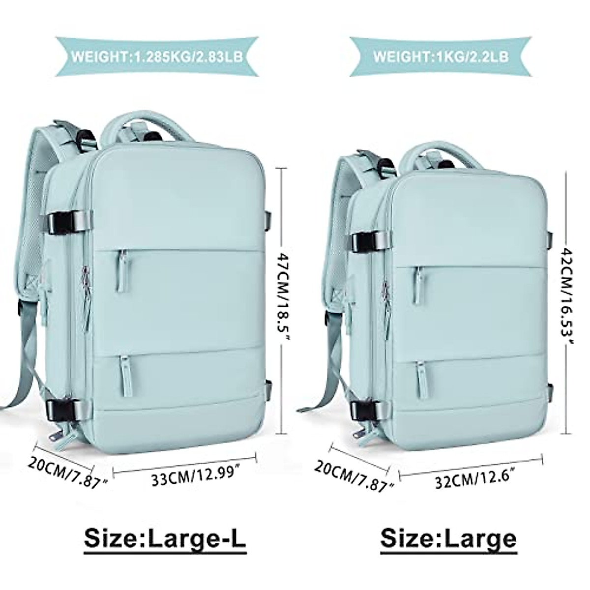 coowoz Large Travel Backpack For Women Men,Carry On Backpack,Hiking Backpack Waterproof Outdoor Sports Rucksack Casual Daypack Travel Essentials（Blue）