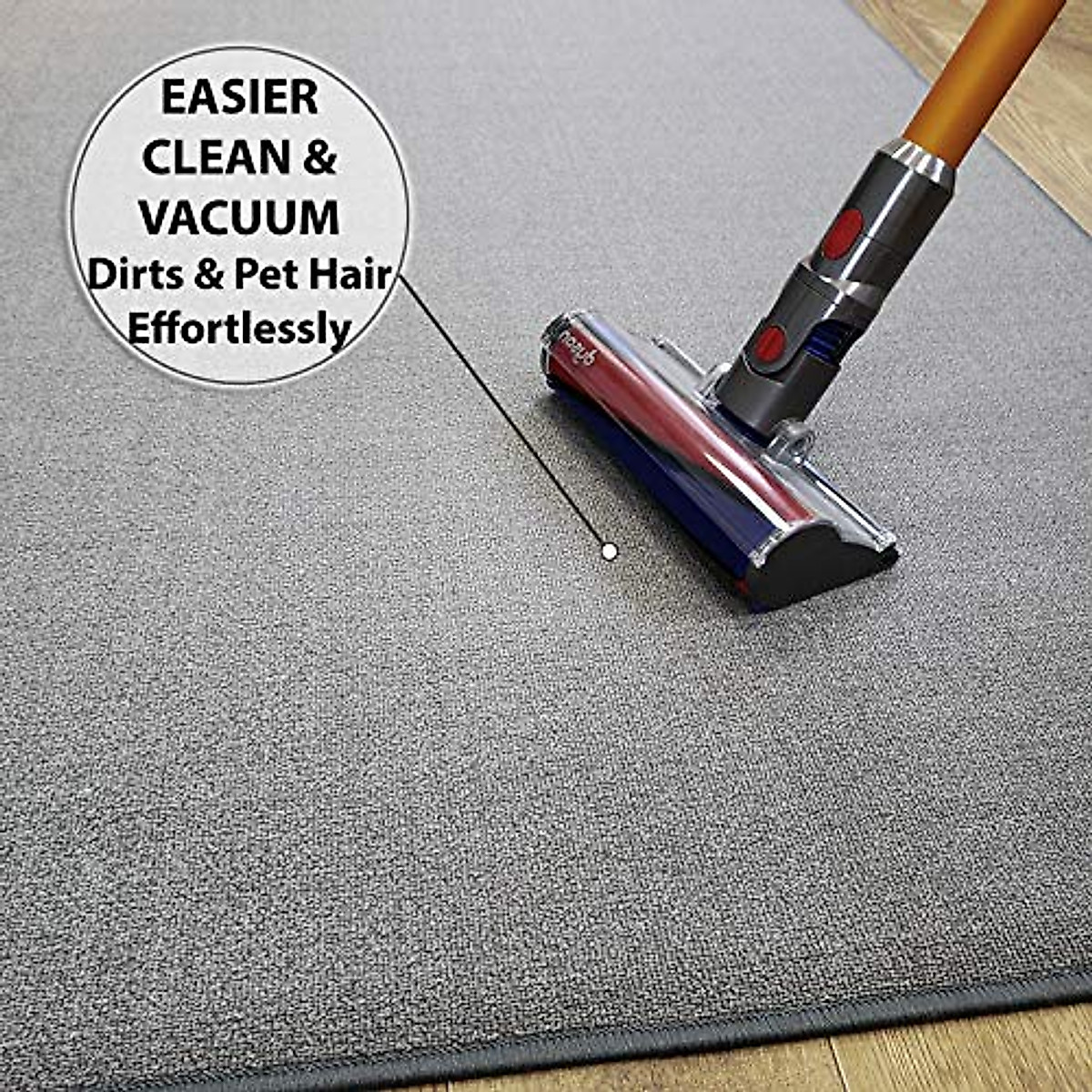 Rubber Backed Runner Rug, 22 x 60 inch, Solid Grey, Non Slip, Kitchen Rugs and Mats