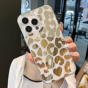 Jmltech for iPhone 13 Pro Max Case Leopard Girly Women Cute Clear Slim Glitter Cheetah Floral Hybrid Silicone Bumper Hard Back Shockproof Phone Case for iPhone 13 Pro Max (Leopard)