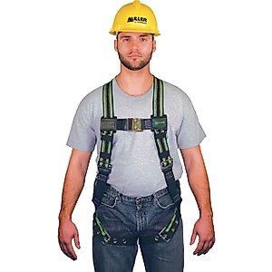 Honeywell Miller by Honeywell E650QC-4/XXLGN DuraFlex Ultra Stretchable 650 Series Full-Body Harness with tongue Buckles and Comfort D-Pad, XX-Large, Green