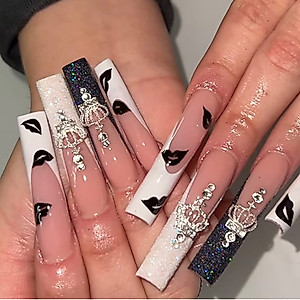 Trenion Press-on Nails, 2 Pack Long Coffin Press Nails, Professional Fasle Nail with Glue