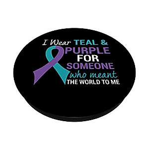 Semicolon Teal & Purple Ribbon Suicide Awareness PopSockets Swappable PopGrip