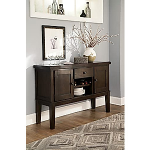 Signature Design by Ashley Haddigan New Traditional Dining Room Buffet with Wine Rack, Dark Brown