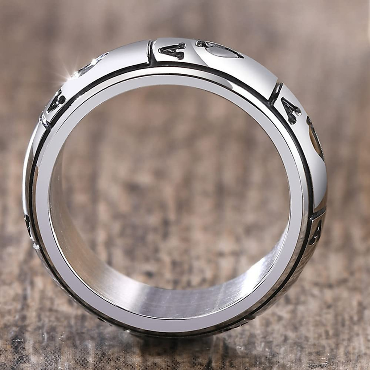 Jude Jewelers 8mm Stainless Steel Back Ace Spade Poker Wedding Games Promise Statement Cocktail Party Biker Ring (Silver, 9)