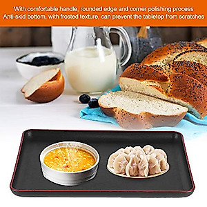 Serving Tray, Anti‑Skid 3 Sizes Wood Grain/Black Rectangular Coffee Table Tray, for Holding Food Holding Drinks(692 Korean Wood Grain)